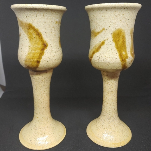 Hand Crafted | Art | Vintage Studio Pottery Stoneware Goblets Set ...